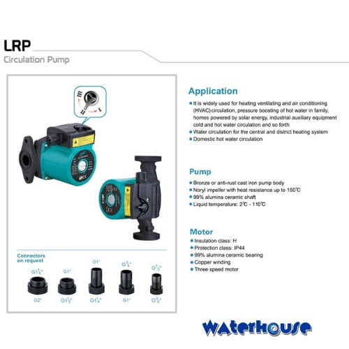 HOT WATER CIRCULATION PUMP LRP25-50-130 – 85W 230V– Waterhouse